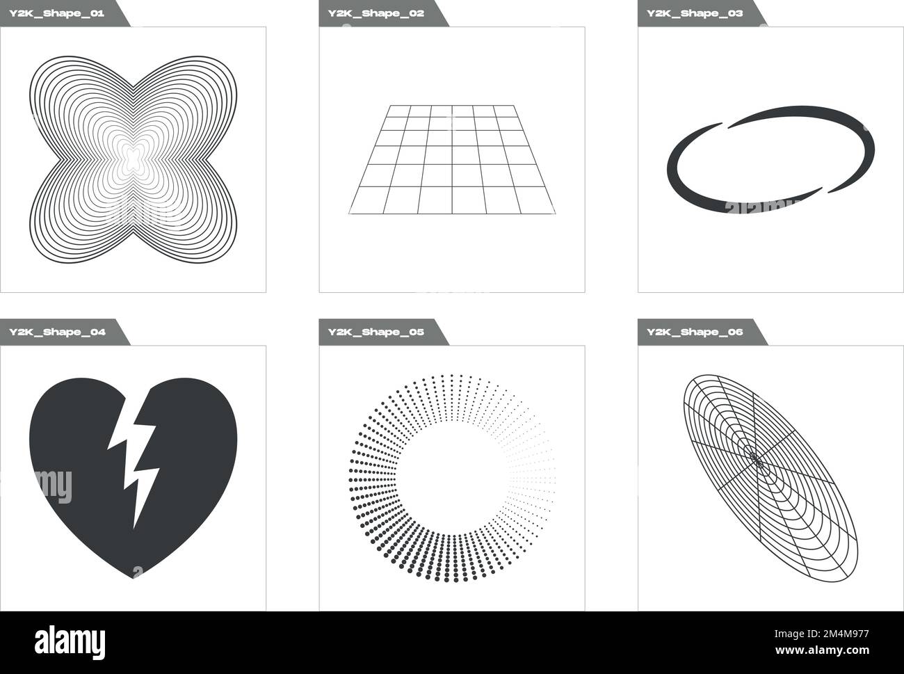 Vector set of Y2K. Extraordinary Graphic Assets. Templates for notes ...
