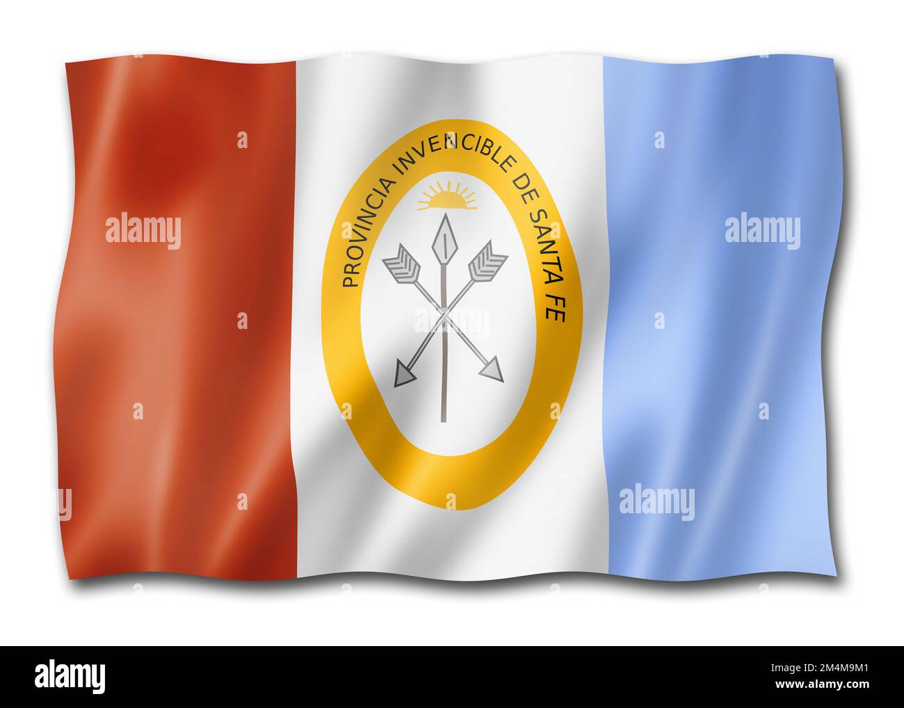 Santa Fe province flag, Argentina waving banner collection. 3D ...