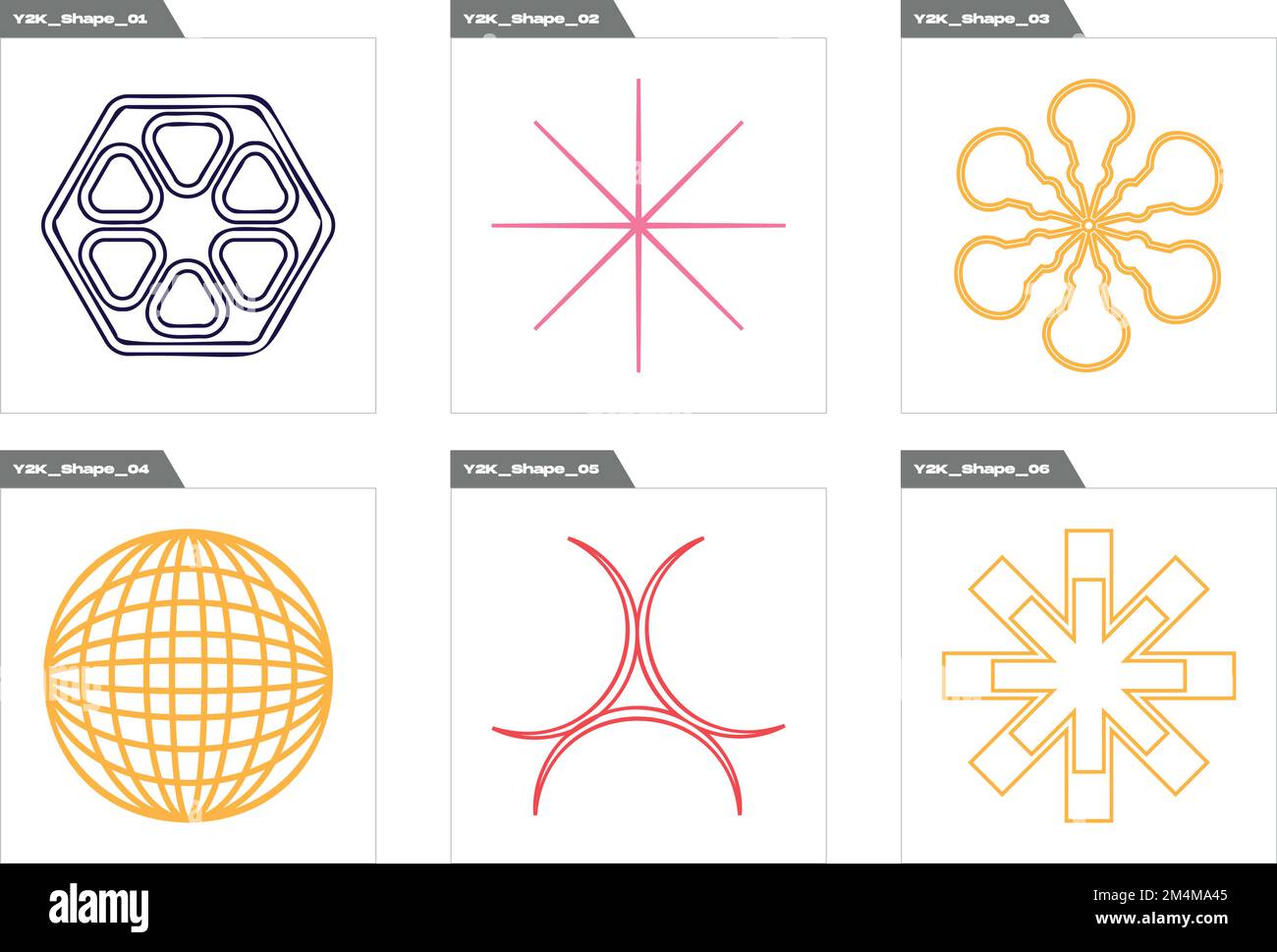 Collection of Y2K elements. Big collection of abstract graphic ...