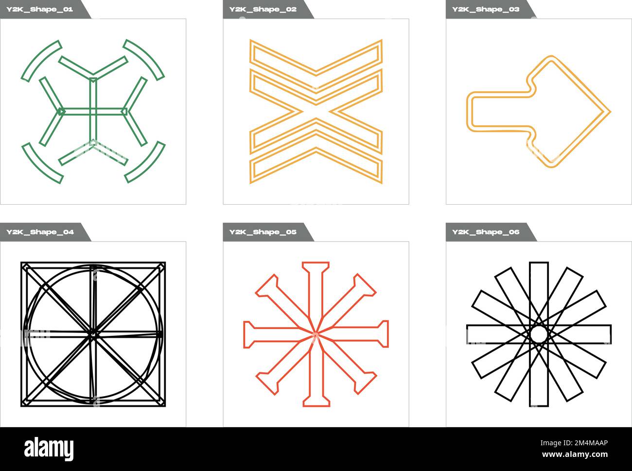 Vector set of Y2K. Retro futuristic graphic ornaments. Cyberpunk elements Stock Vector Image ...