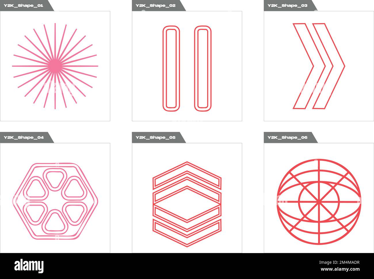 Vector Graphic Assets Set. Retro futuristic graphic ornaments. Flat minimalist icons Stock ...