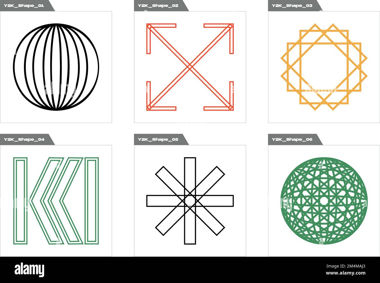 Vector set of Y2K. Retro futuristic graphic ornaments. Flat minimalist icons Stock Vector Image ...