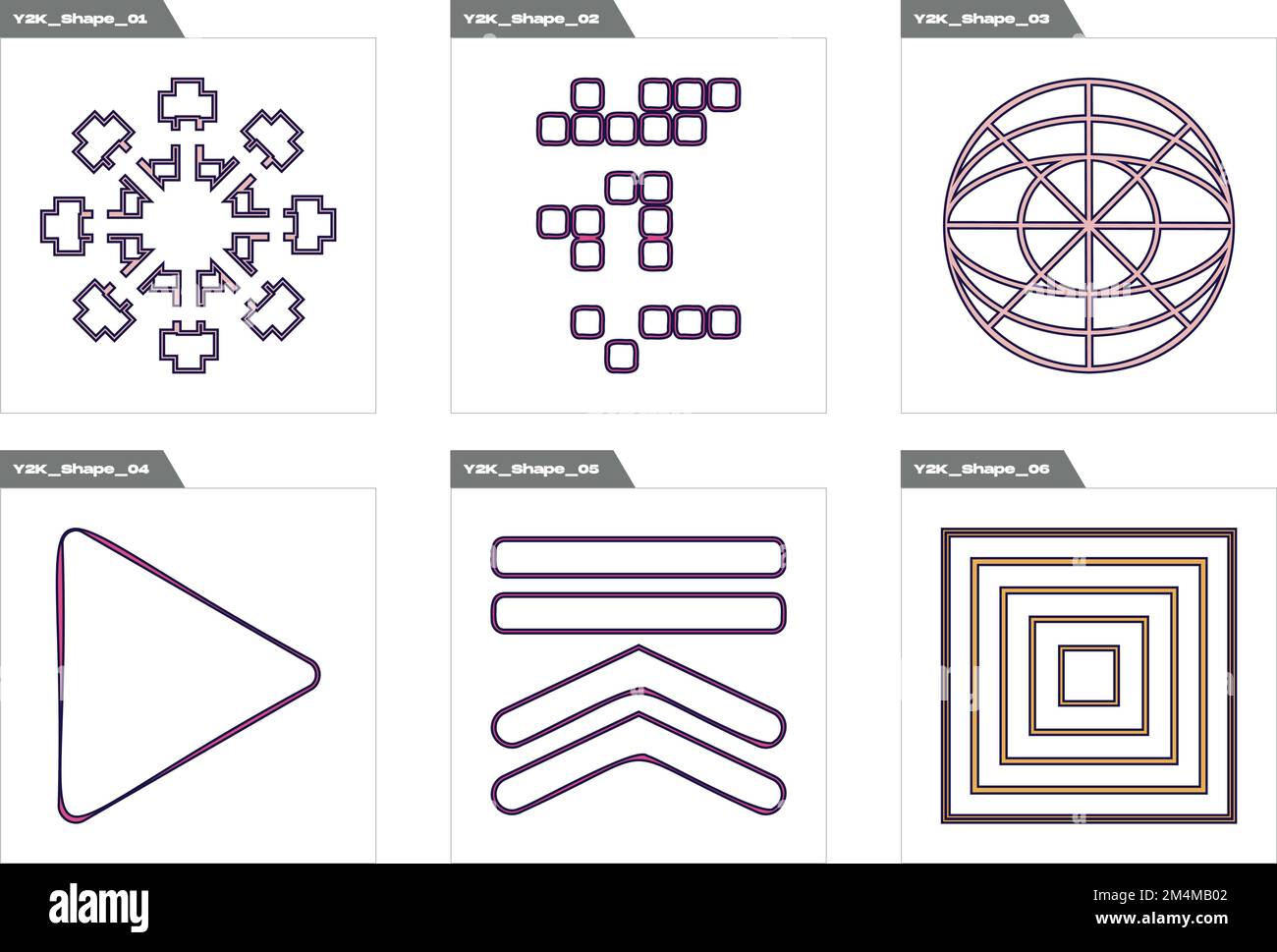 Retro futuristic elements for design. Big collection of abstract ...