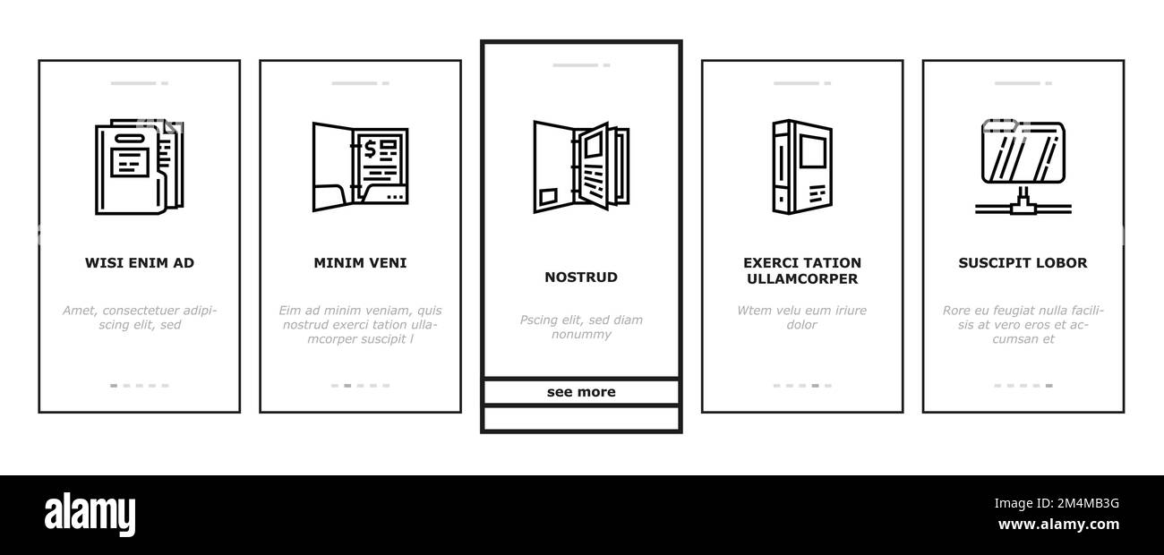folder paper business file empty onboarding icons set vector Stock ...
