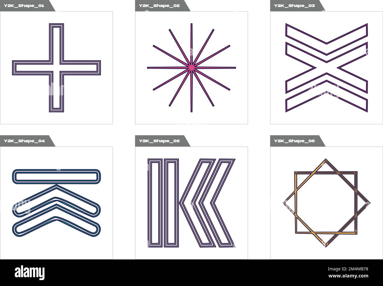 Vector set of Y2K. Big collection of abstract graphic geometric symbols ...