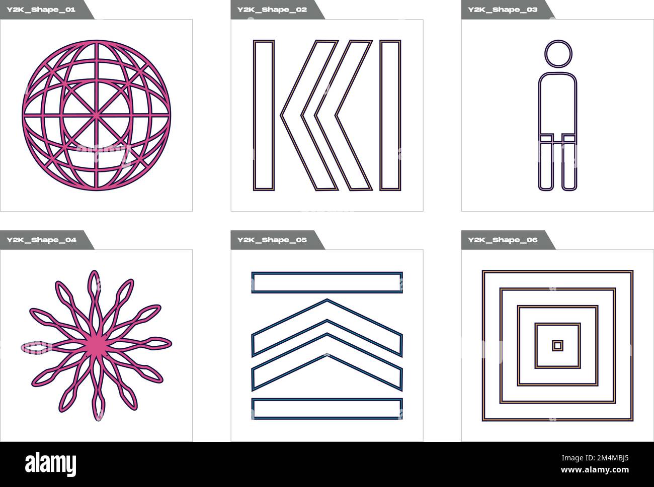 Collection of Y2K elements. Extraordinary Graphic Assets. Cyberpunk ...