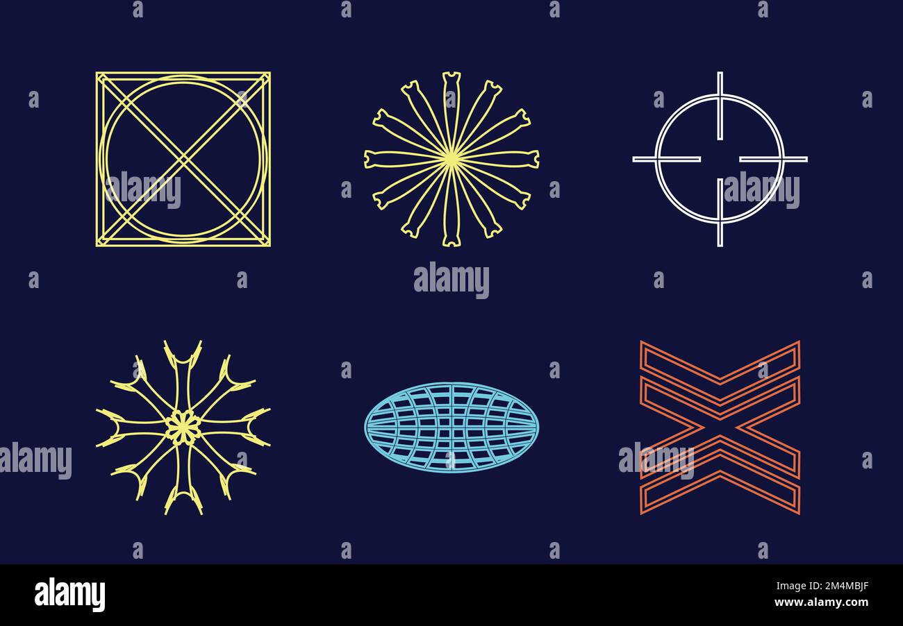 Retro futuristic elements for design. Large set of retro objects for ...
