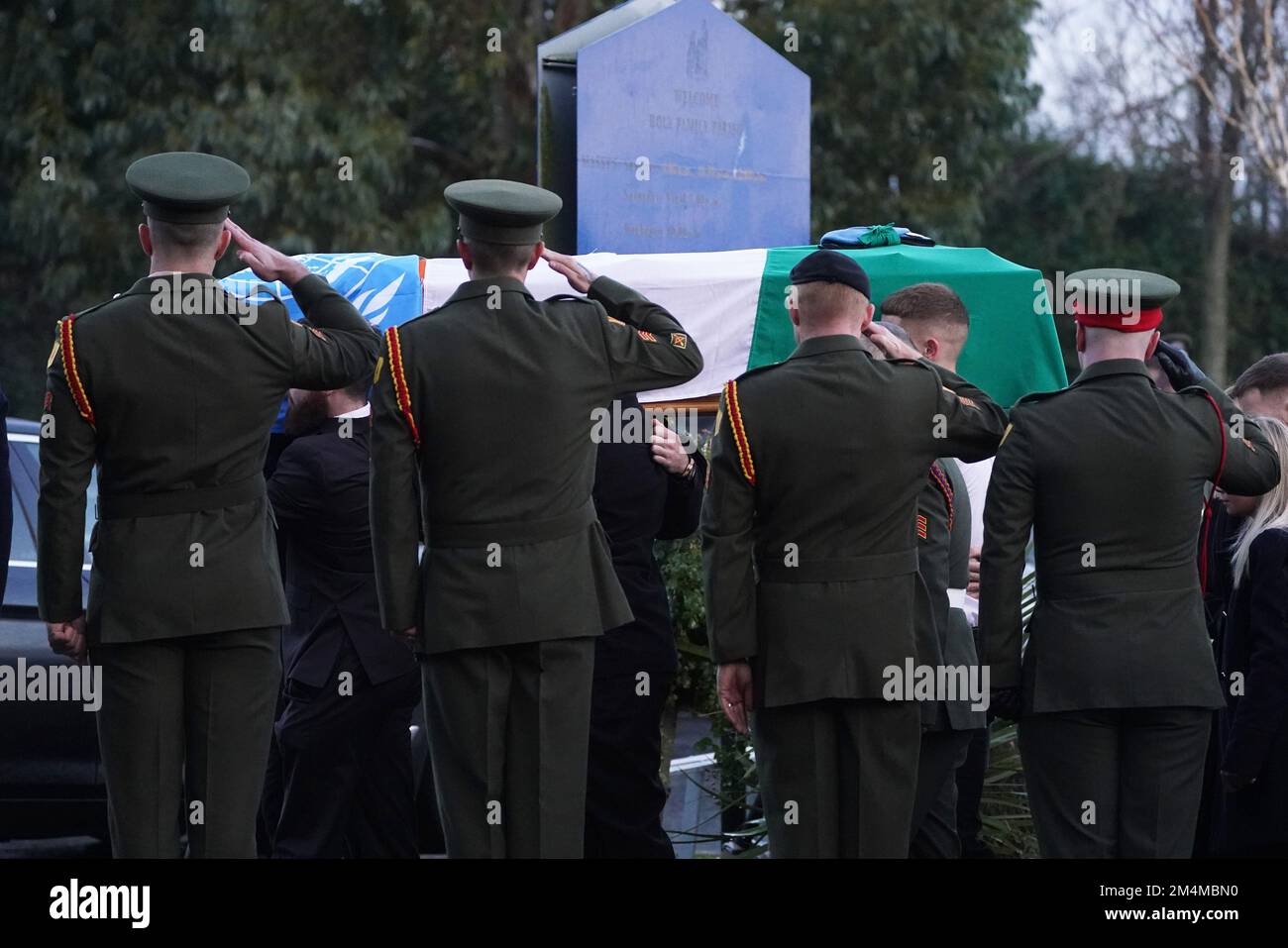Members of the Irish Defence Forces salute as the coffin of Private ...