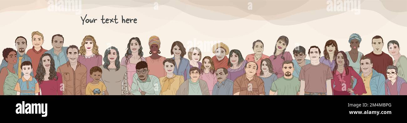 Group people diversity men women children teenagers senior.Various ...