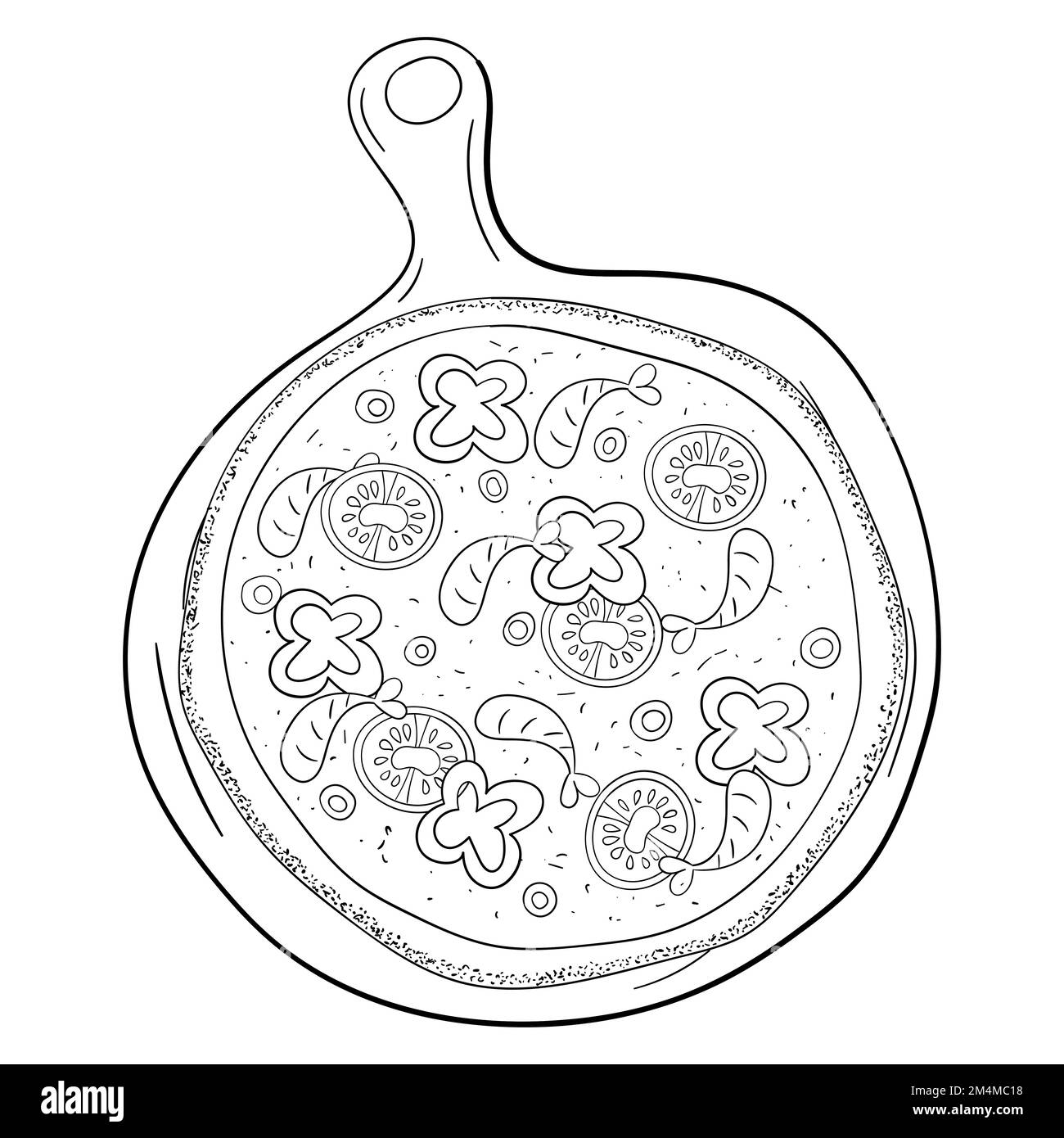pizza on a round board line art vector Stock Vector Image & Art - Alamy