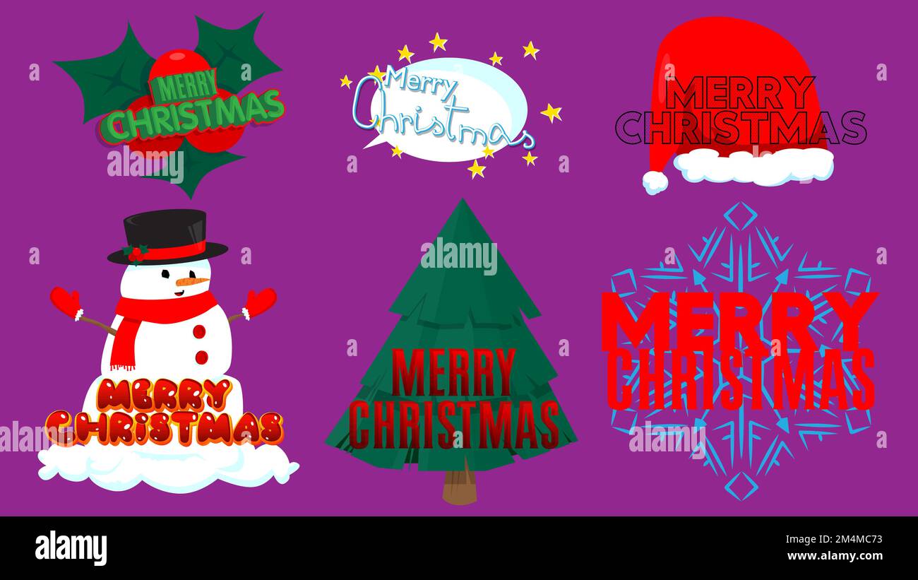 Merry christmas sticker collection Stock Vector Images - Alamy