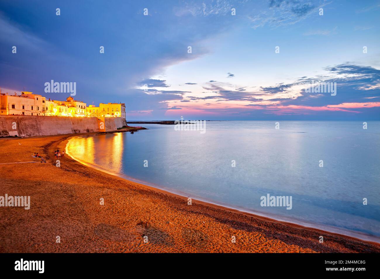 Salento. Apulia Puglia Italy. Gallipoli. Sunset on the waterfront Stock ...