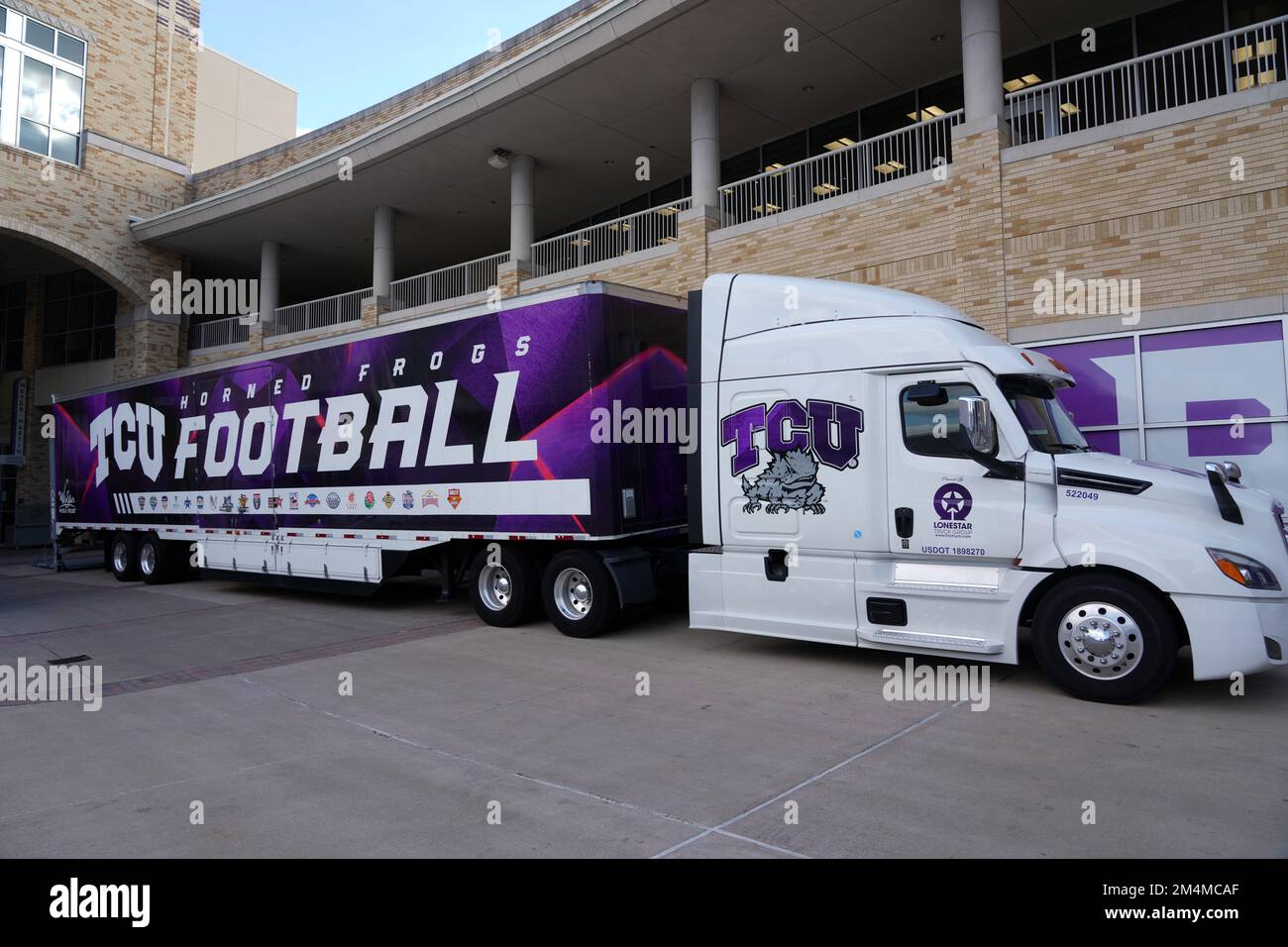 The TCU Horned Frogs football equipment truck at Amon G. Carter Stadium ...