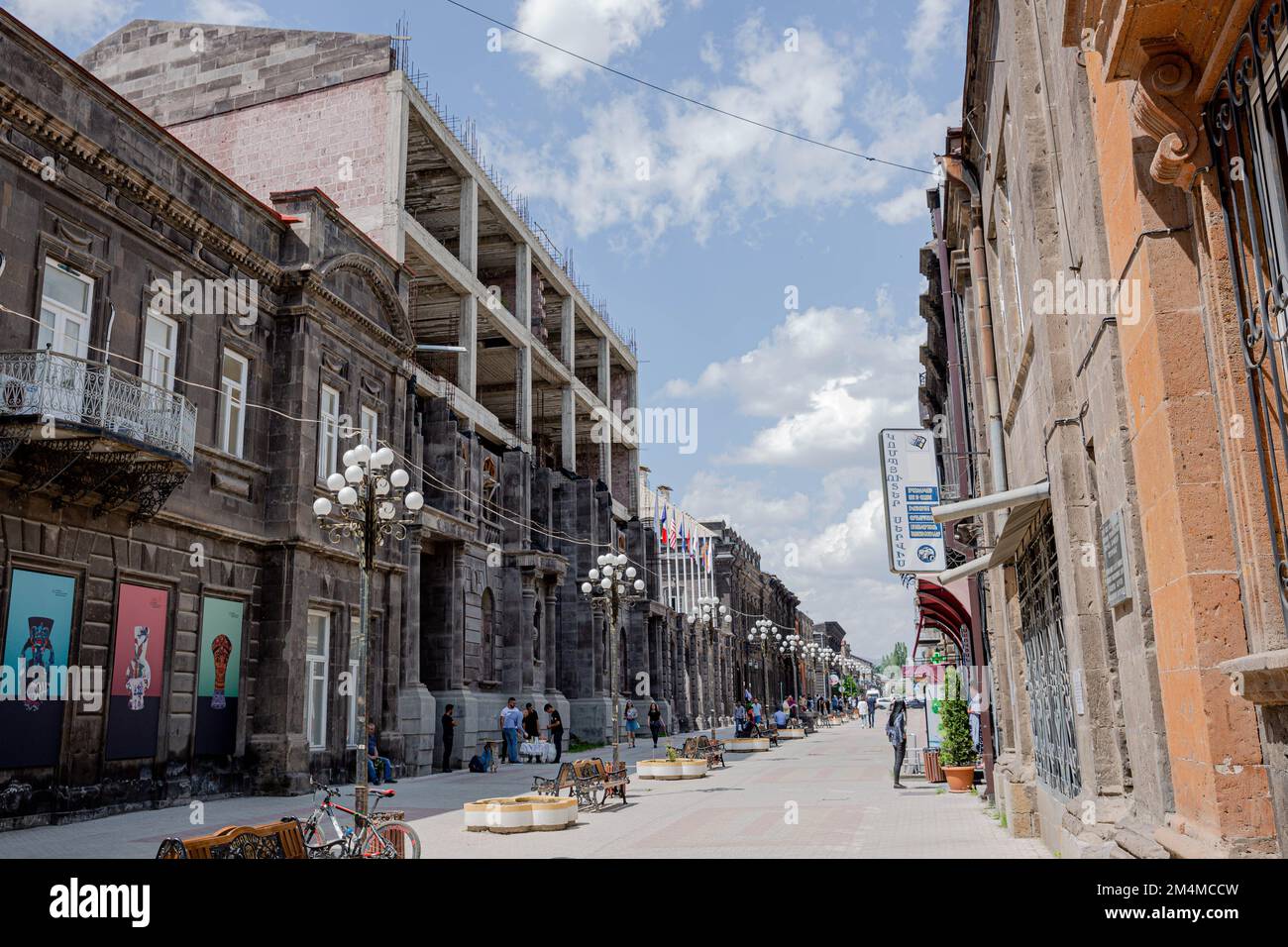 The beautiful streets of the historical city Gyumri, Armenia Stock ...