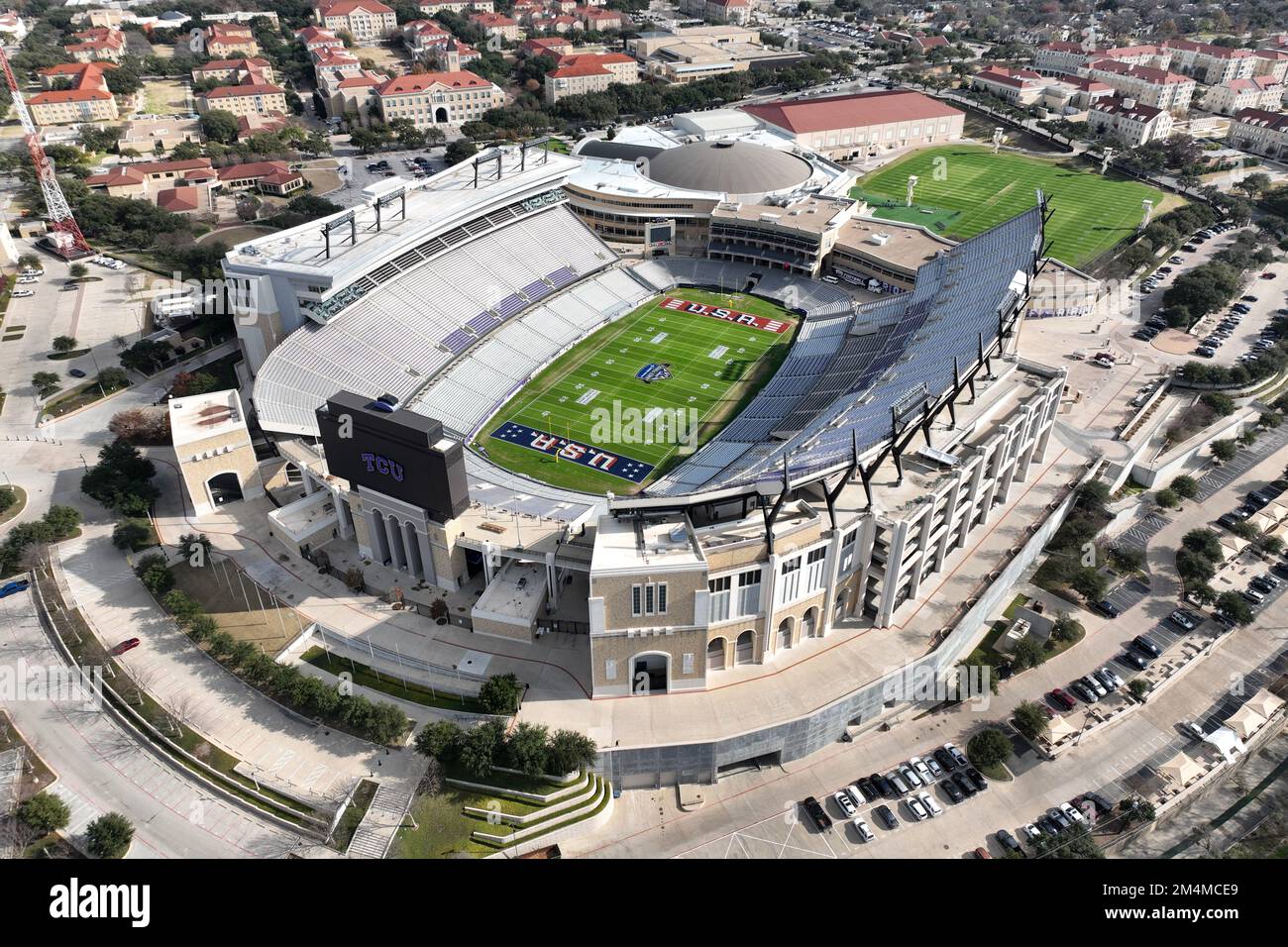 A general overall aerial view of Amon G. Carter Stadium at Texas ...