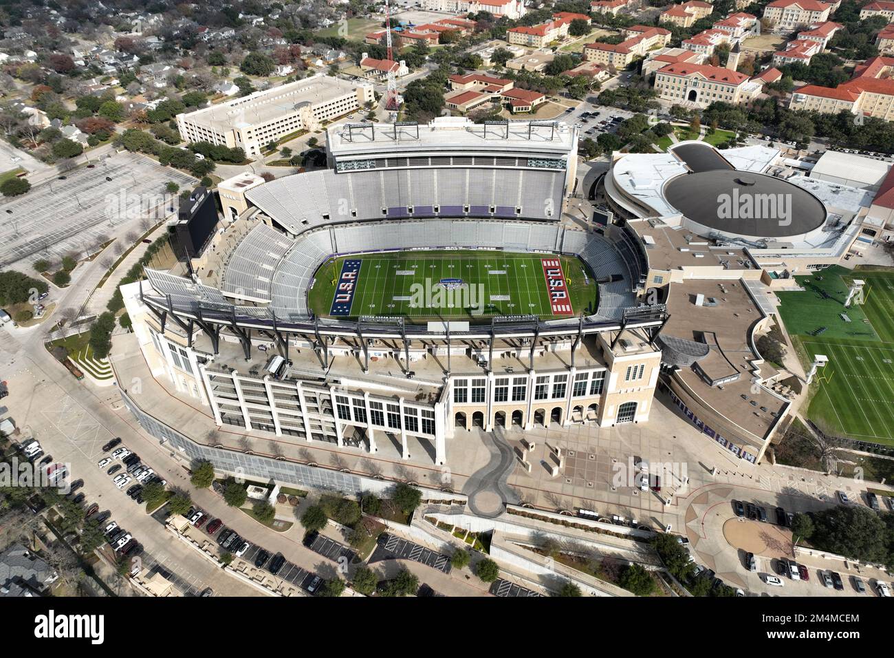 A general overall aerial view of Amon G. Carter Stadium at Texas ...