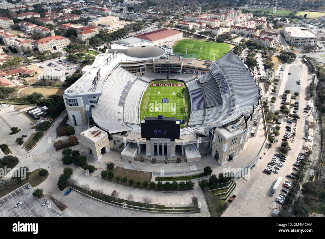 A general overall aerial view of Amon G. Carter Stadium at Texas ...