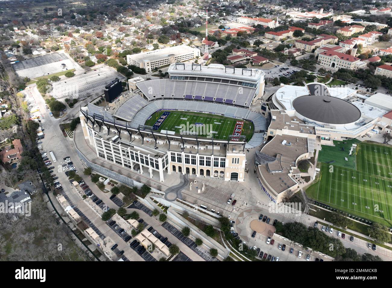 A general overall aerial view of Amon G. Carter Stadium at Texas ...