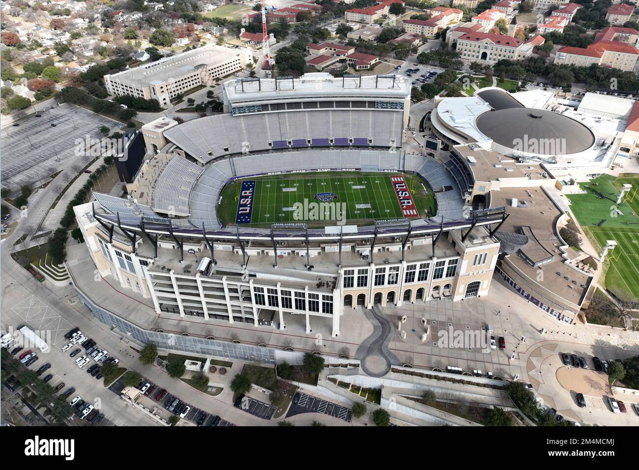 A general overall aerial view of Amon G. Carter Stadium at Texas ...