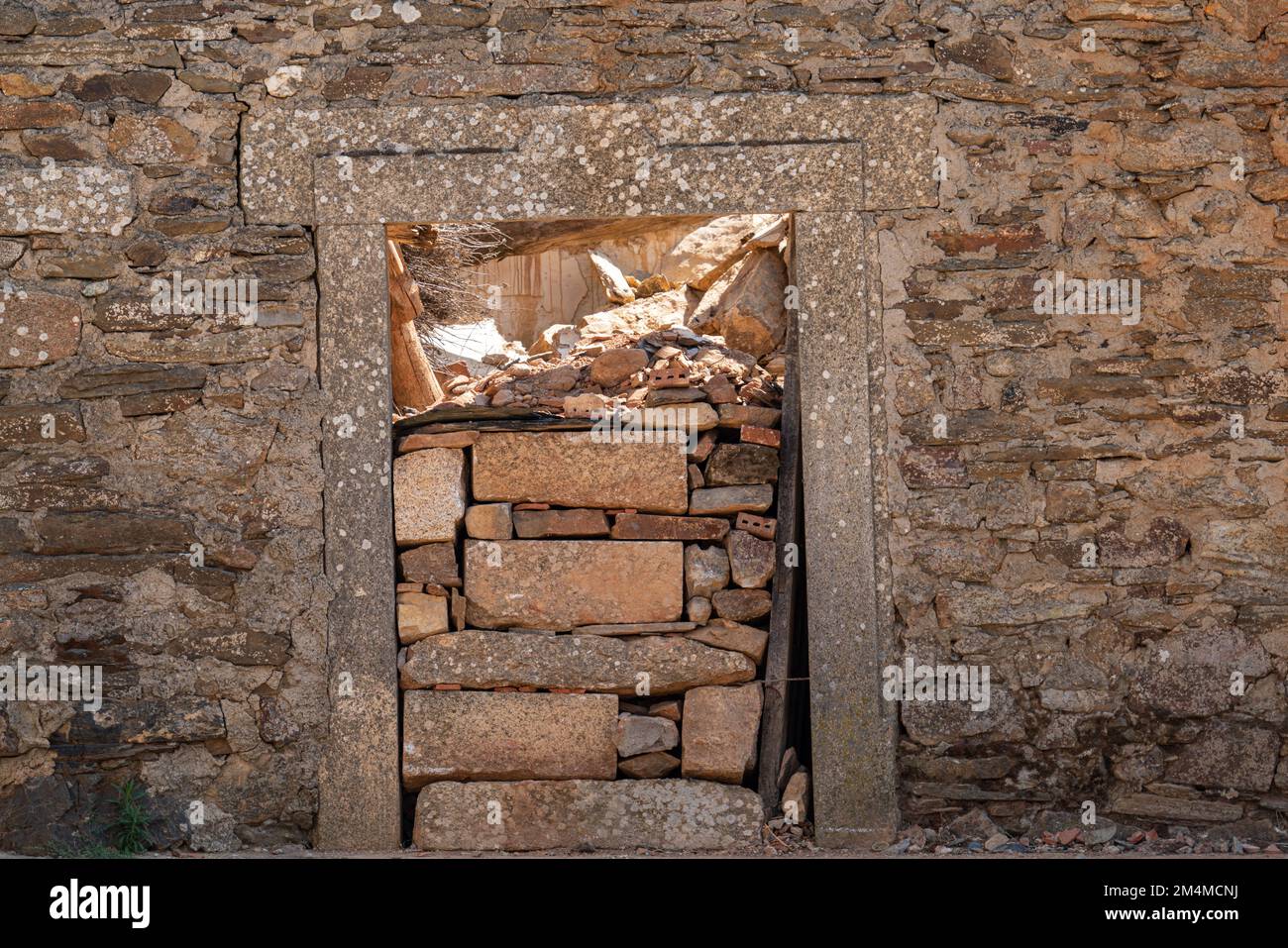 Antique house facade entrace with blocked door Stock Photo - Alamy
