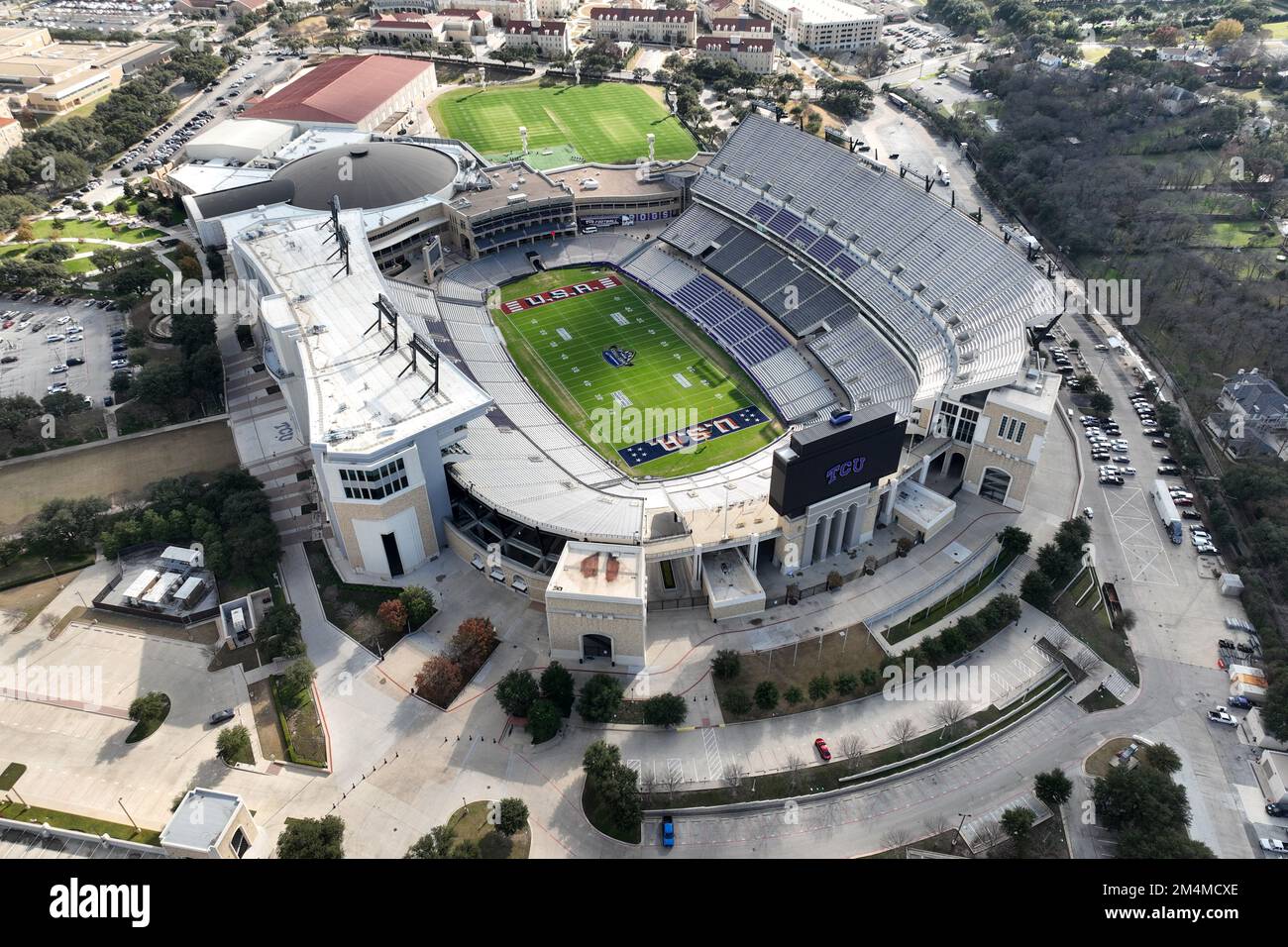 A general overall aerial view of Amon G. Carter Stadium at Texas ...