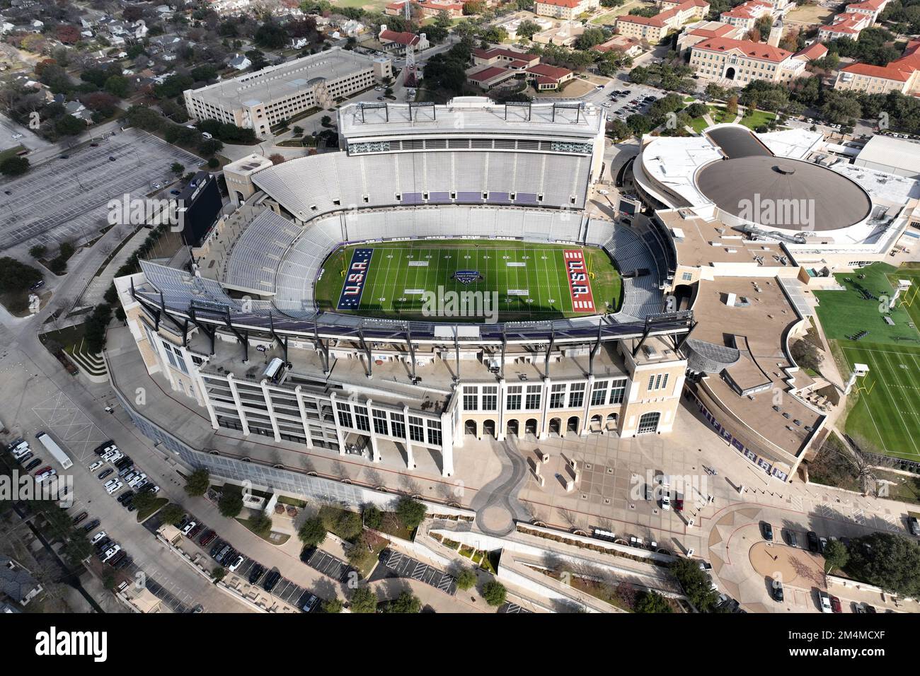 A general overall aerial view of Amon G. Carter Stadium at Texas ...