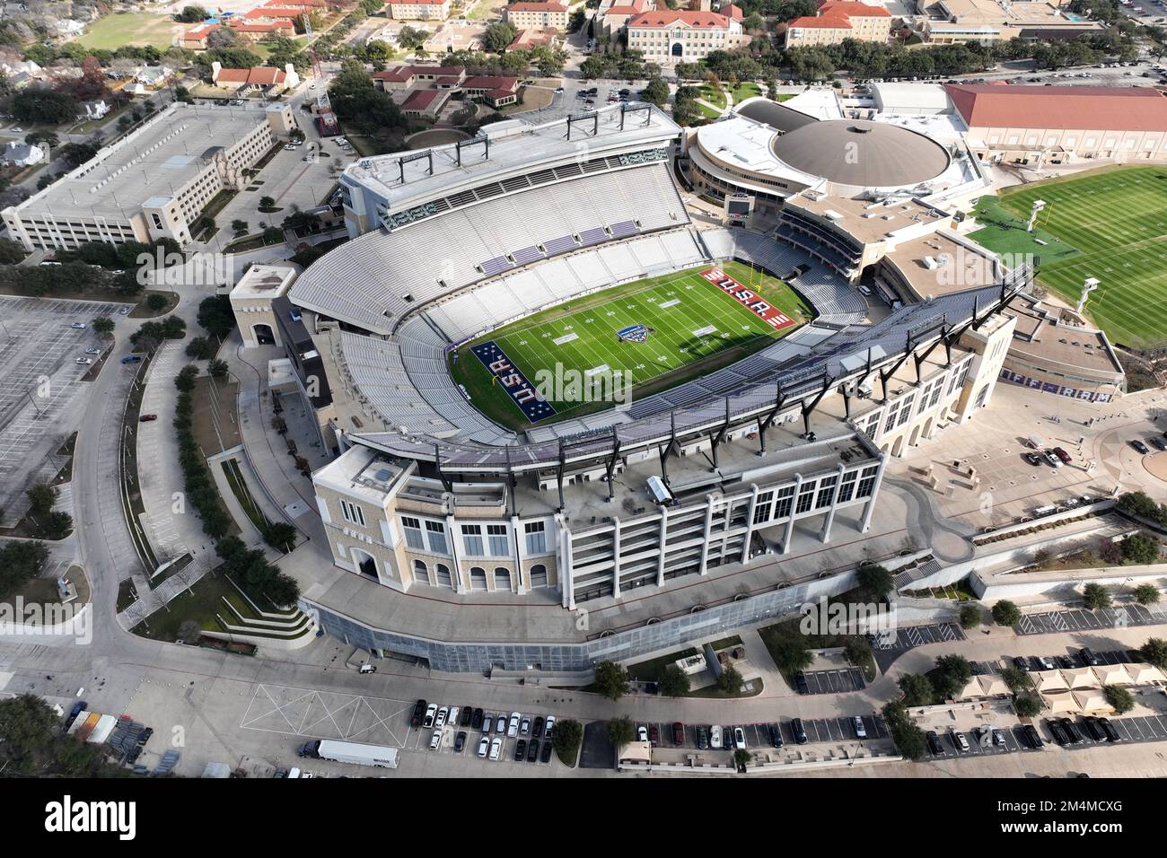 A general overall aerial view of Amon G. Carter Stadium at Texas ...