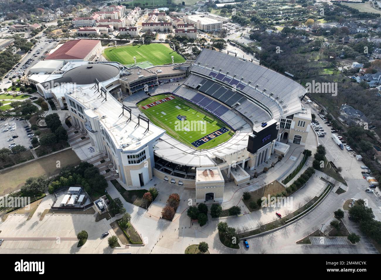 A general overall aerial view of Amon G. Carter Stadium at Texas ...