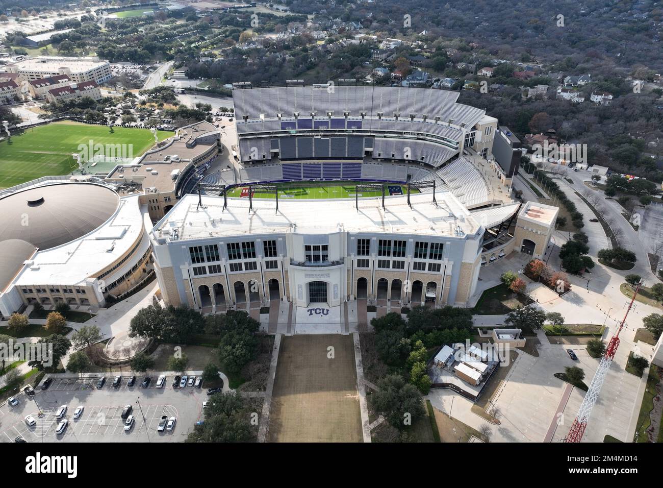 A general overall aerial view of Amon G. Carter Stadium at Texas ...