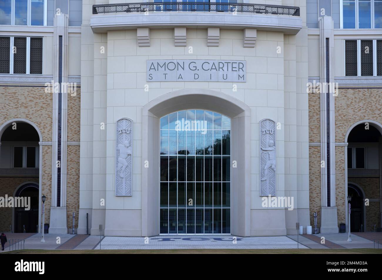 A general overall view of Amon G. Carter Stadium facade at Texas ...