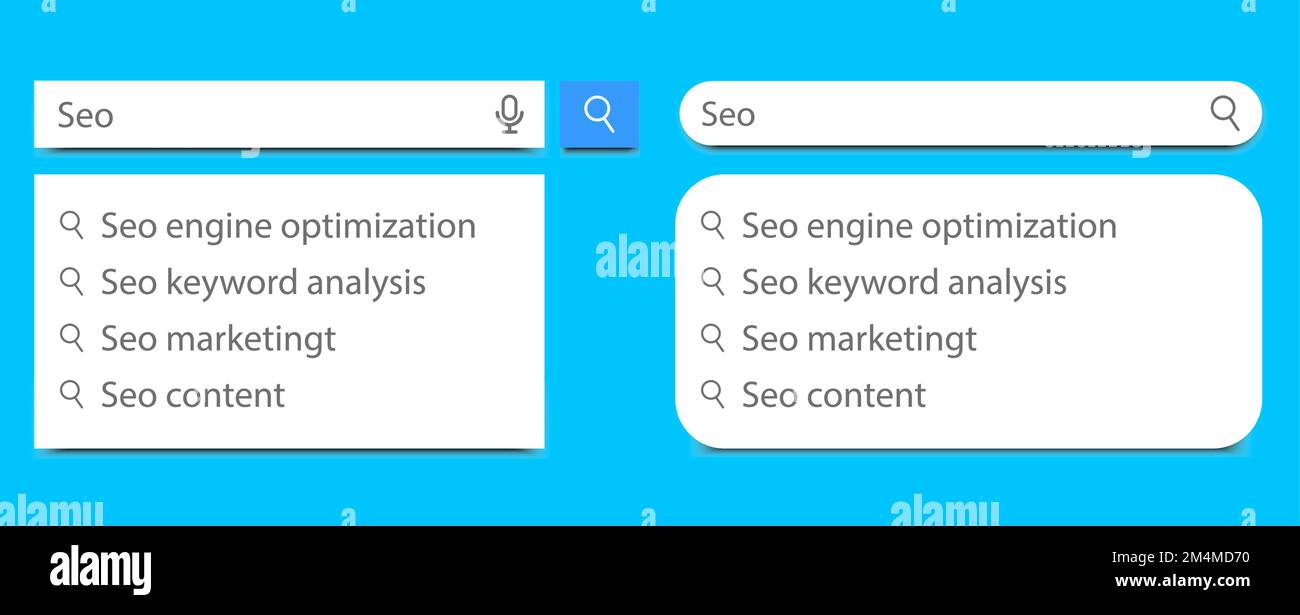 Search bars templates set with pop up list or search results. Vector ...