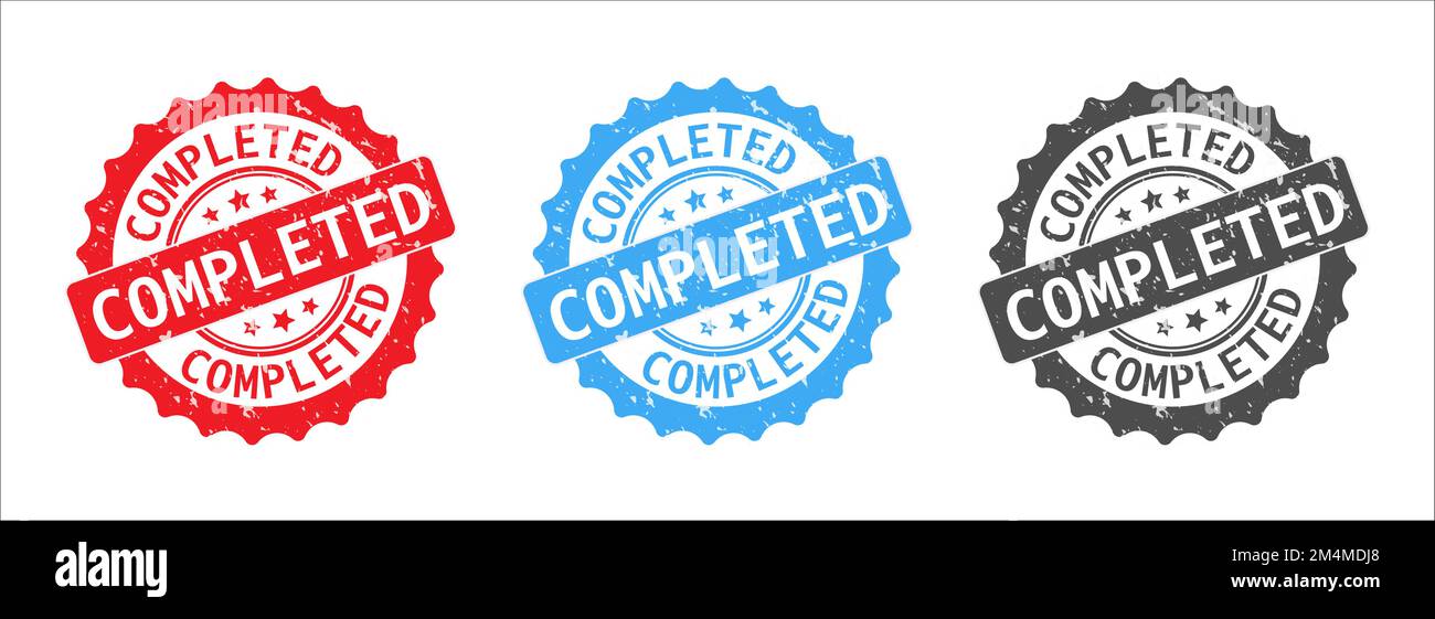 Completed Stamp Vector. Round Badge and Seal on White Background Stock ...