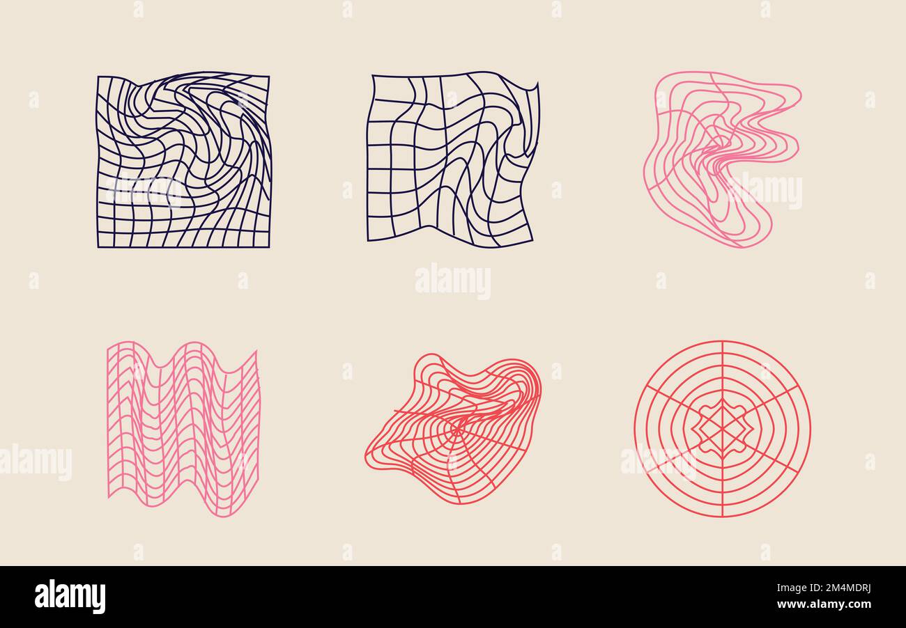 Vector set of Y2K. Retro futuristic graphic ornaments. Flat minimalist icons Stock Vector Image ...