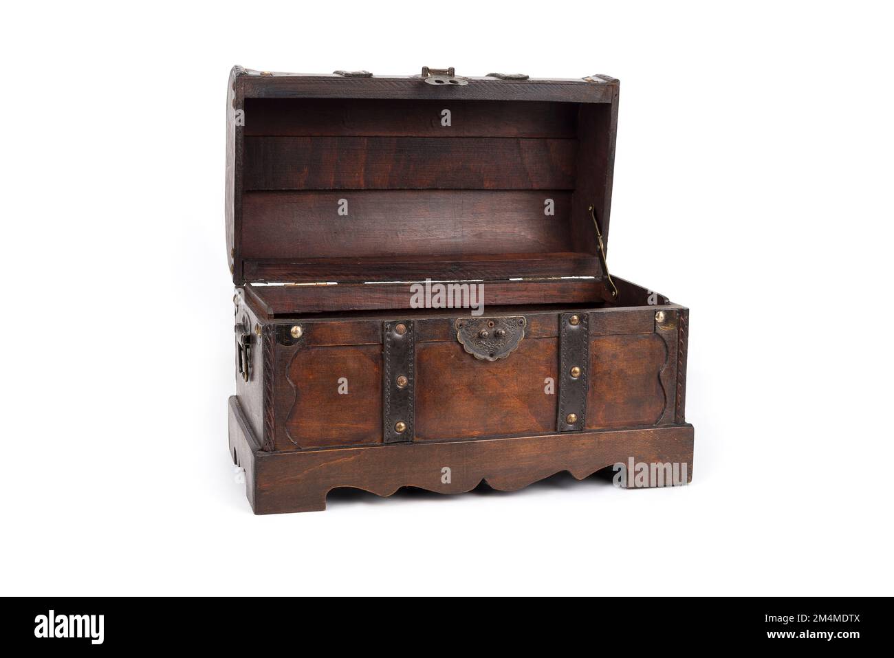 Old wooden chest on a white background Stock Photo - Alamy