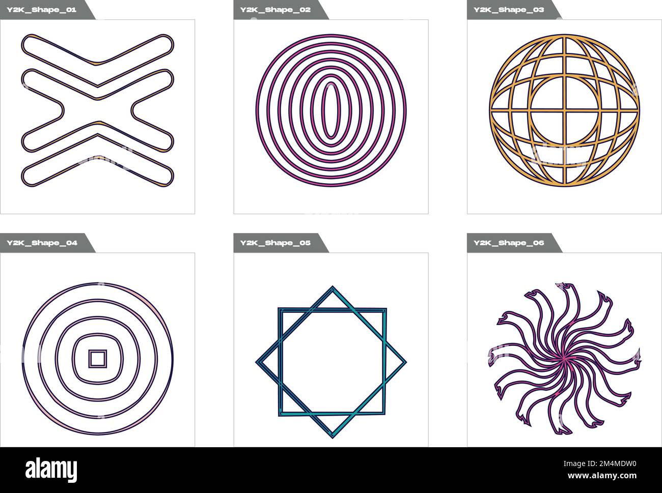 Vector Graphic Assets Set. Rave psychedelic retro futuristic set ...
