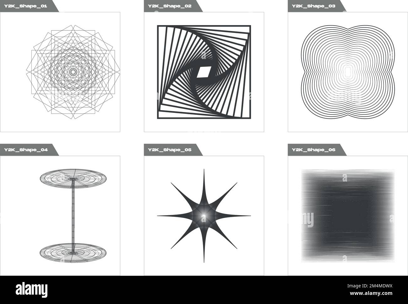 Retro futuristic elements for design. Trendy geometric postmodern ...
