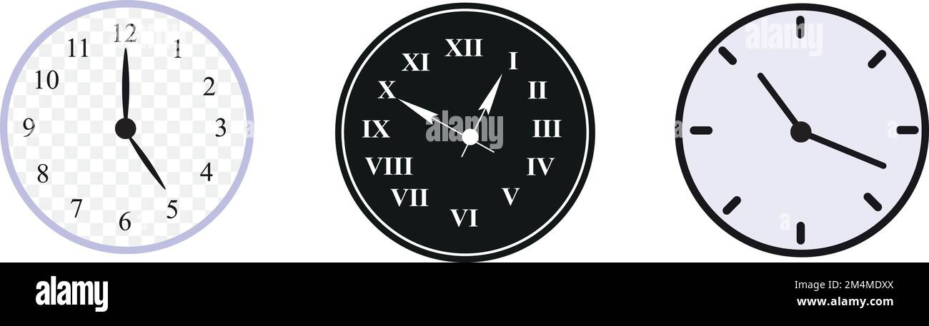 A vector illustration of clock icon set consisting of three clocks of ...