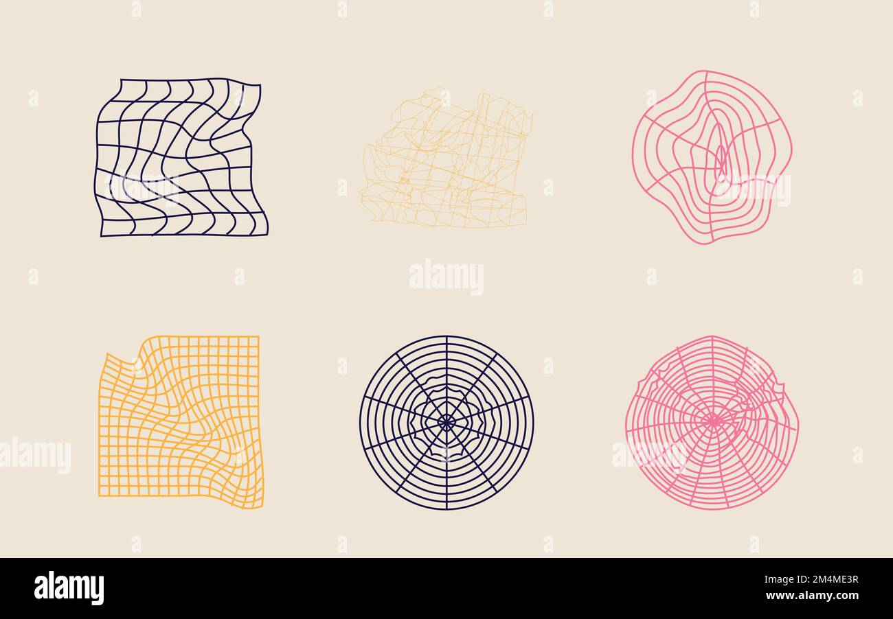 Vector set of Y2K. Retro futuristic graphic ornaments. Flat minimalist icons Stock Vector Image ...