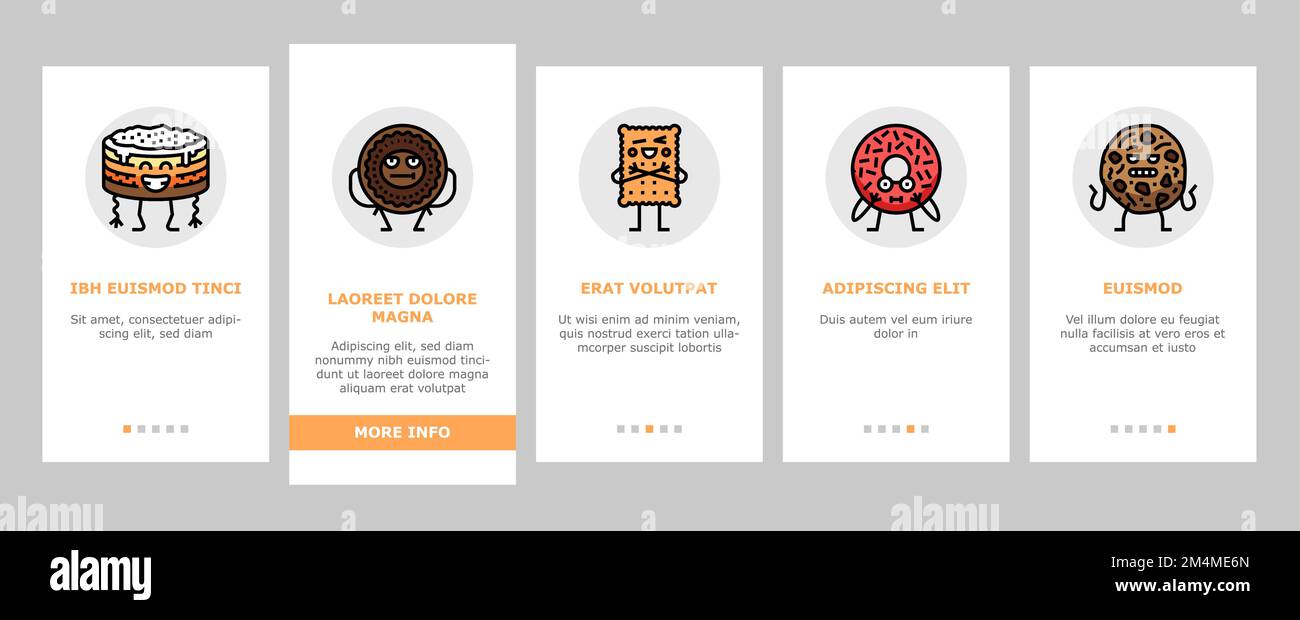 dessert character food cake onboarding icons set vector Stock Vector ...
