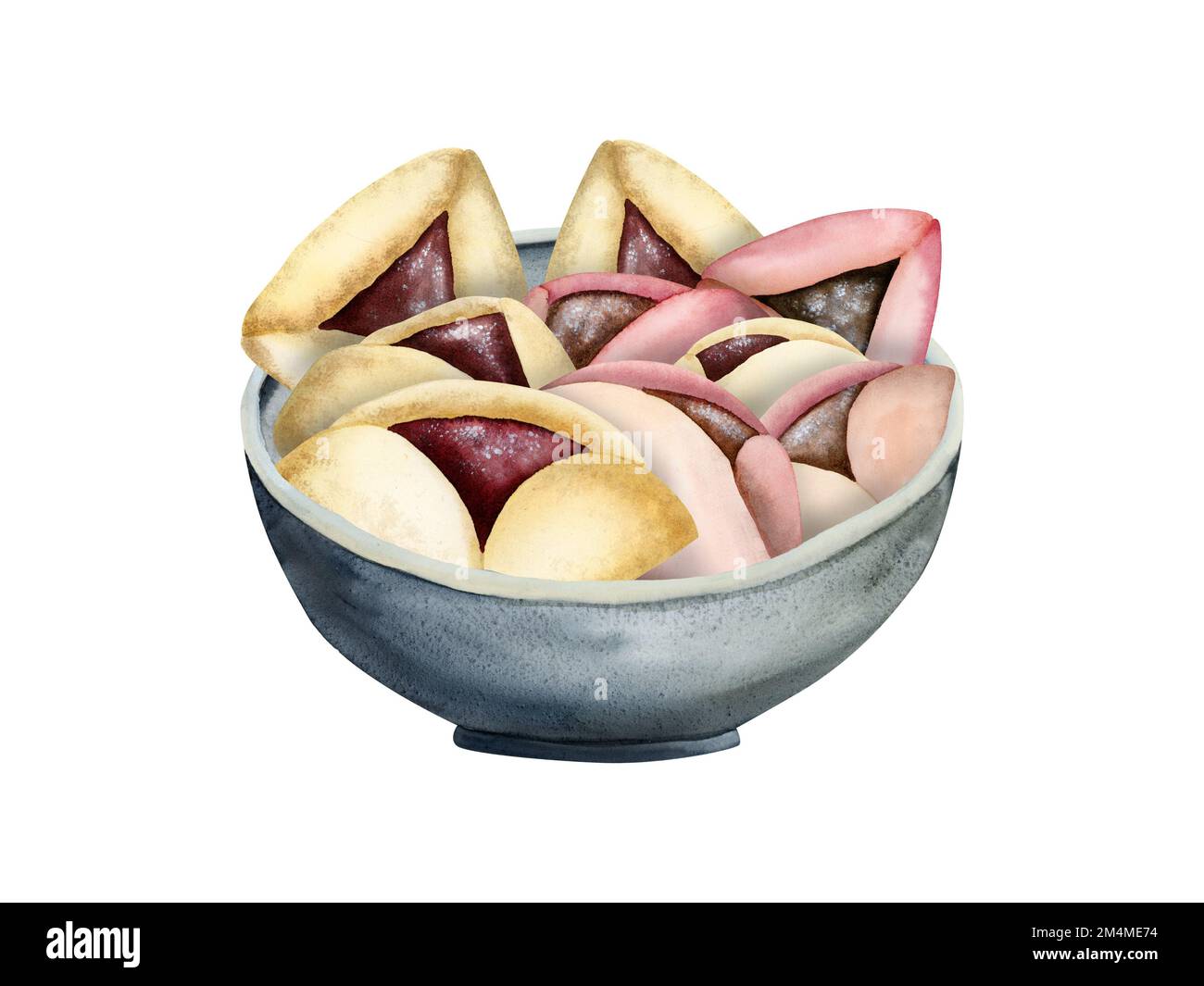 Hamantaschen Purim cookies in silver bowl for Jewish holiday masquerade ...