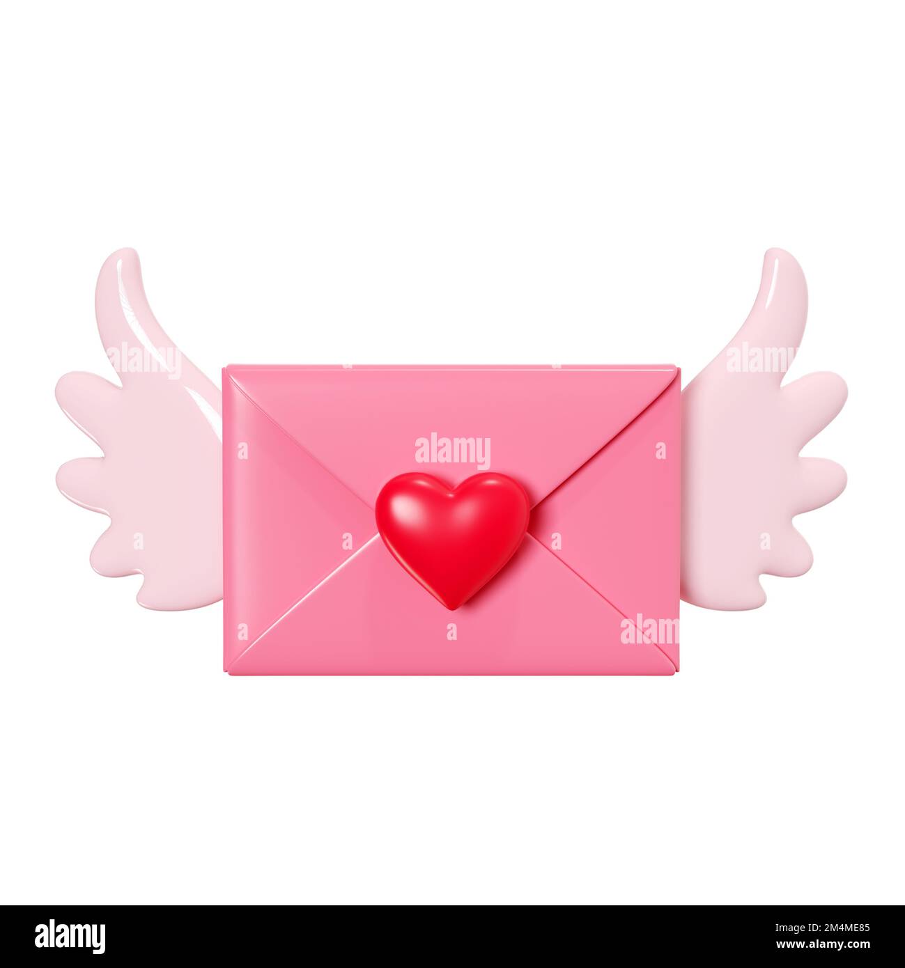 Love letter 3d render - closed pink envelope with red heart decoration ...