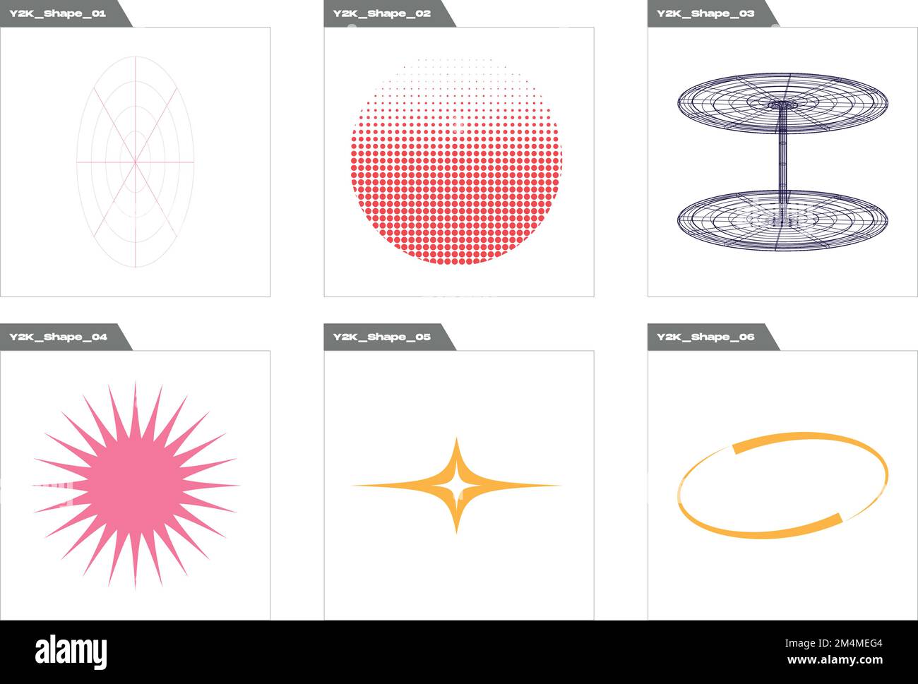 Retro futuristic elements for design. Trendy geometric postmodern ...