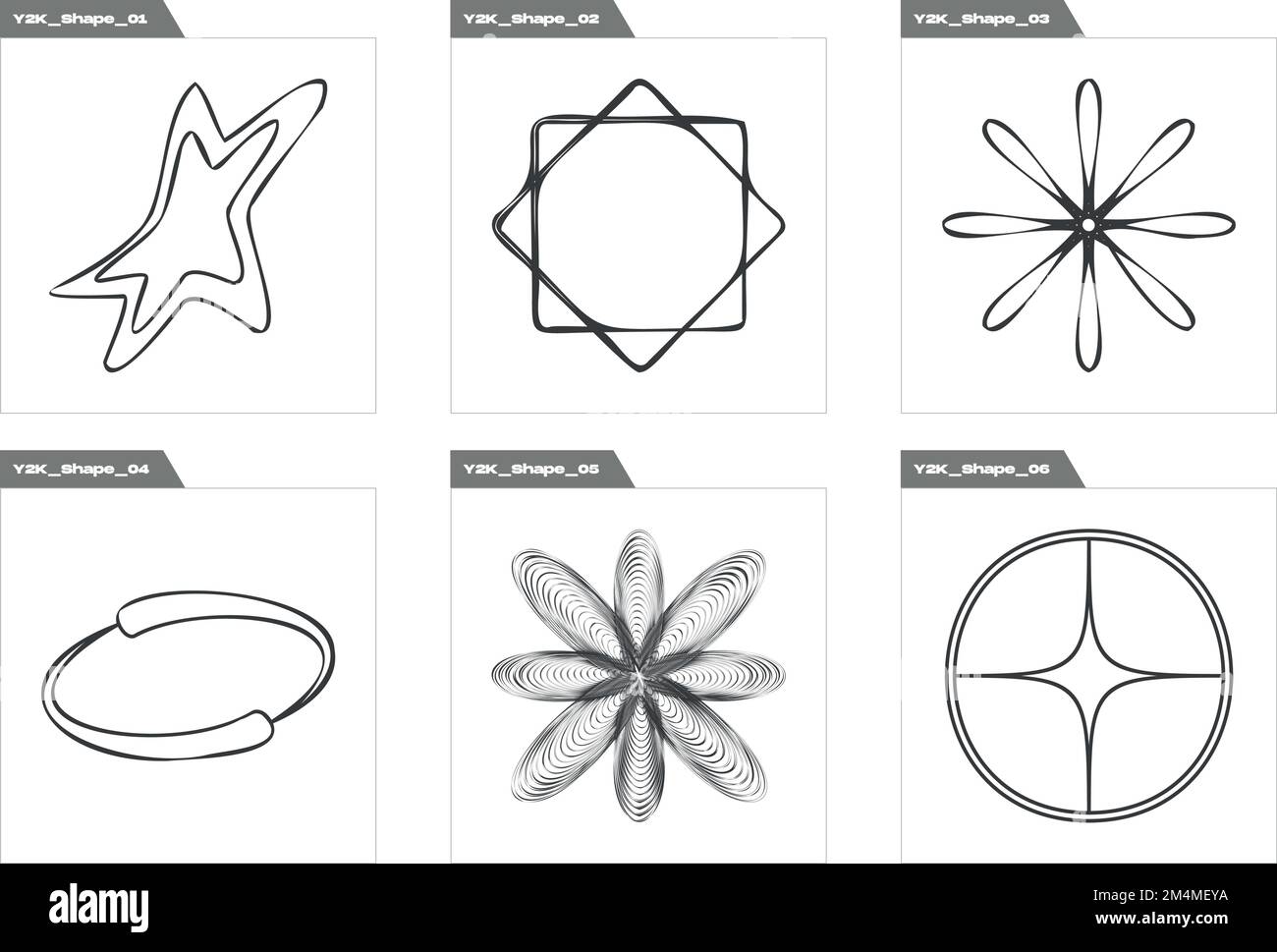 Vector set of Y2K. Retro futuristic graphic ornaments. Modern abstract forms Stock Vector Image ...