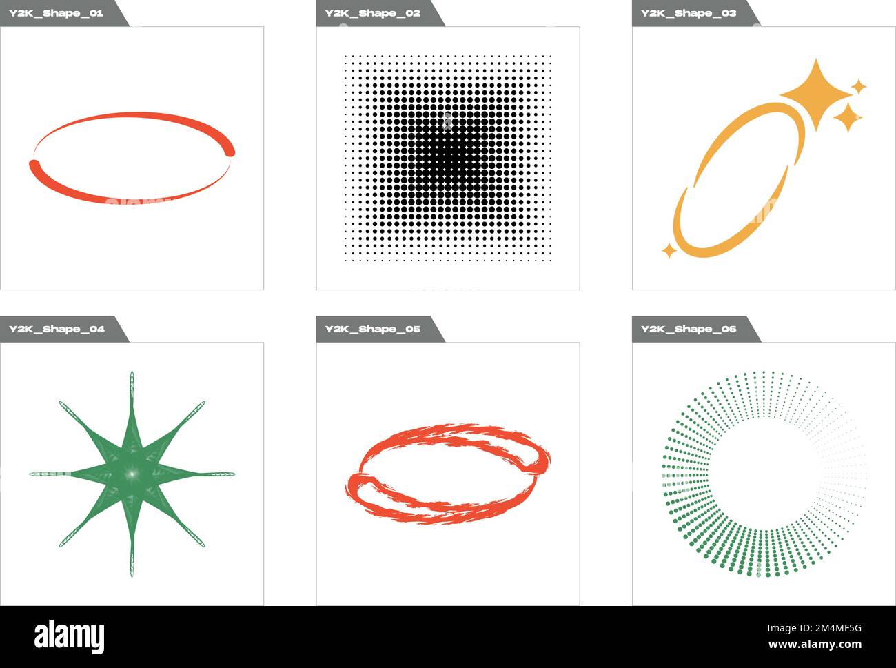 Vector set of Y2K. Retro futuristic graphic ornaments. Modern abstract forms Stock Vector Image ...