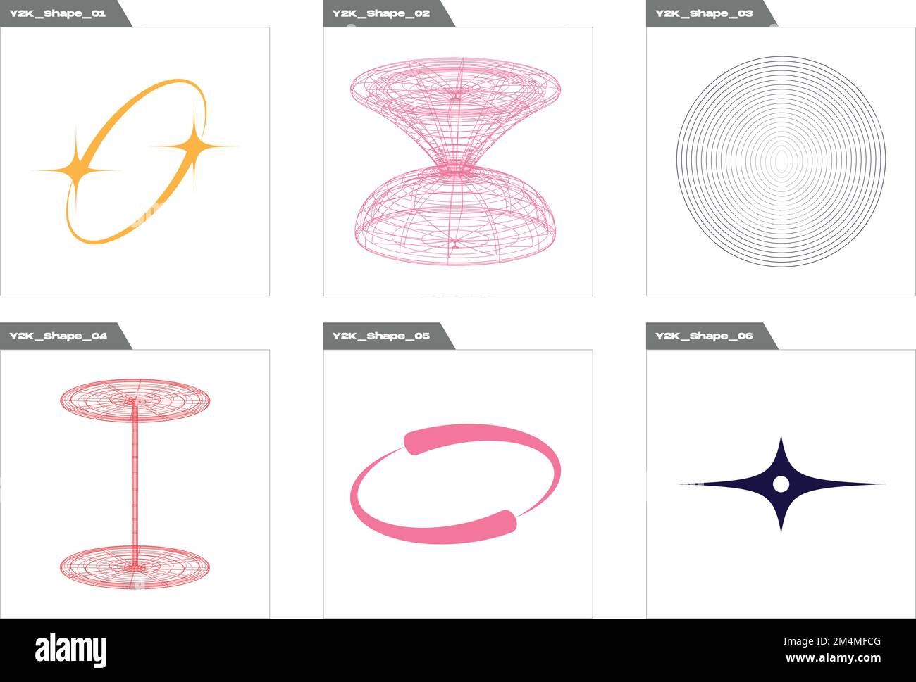 Vector Graphic Assets Set. Retro futuristic graphic ornaments. Modern abstract forms Stock ...