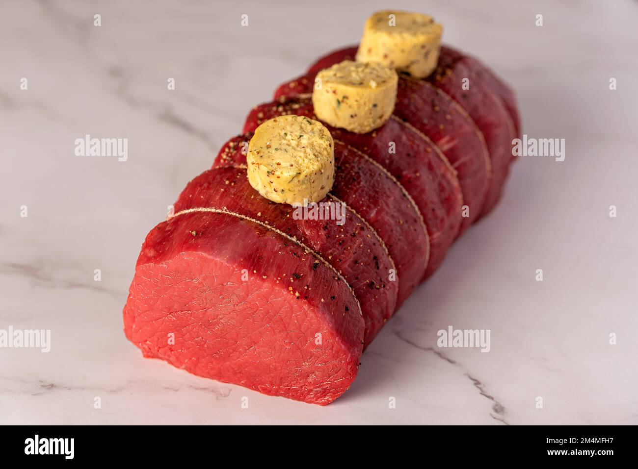 Food photography of raw beef, tenderloin, fillet, meat, sirloin, loin ...