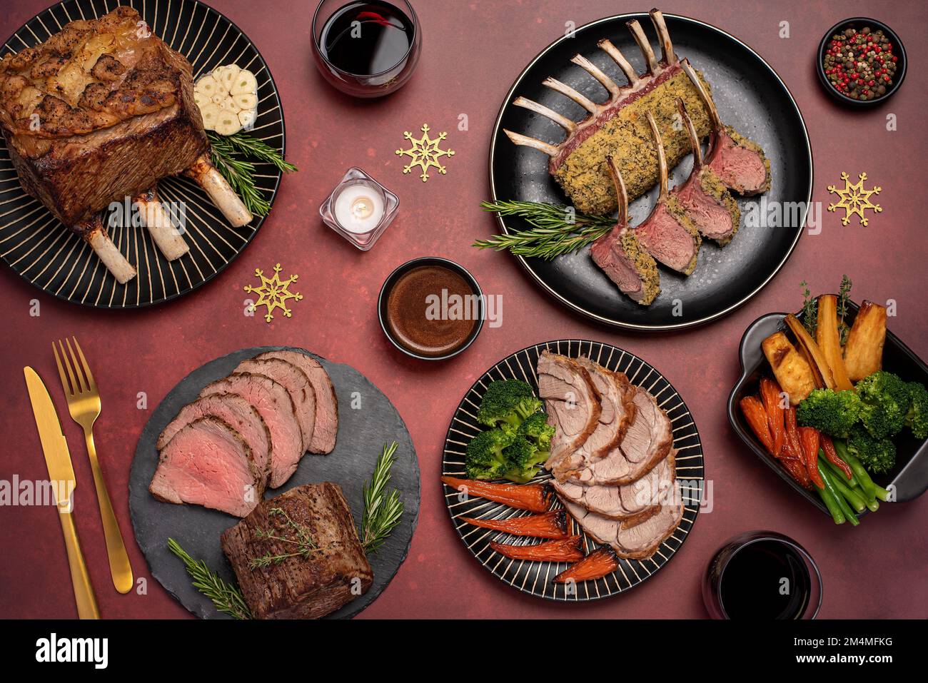 Food photography of roasted beef, lamb, fillet, meat, sirloin, steak ...