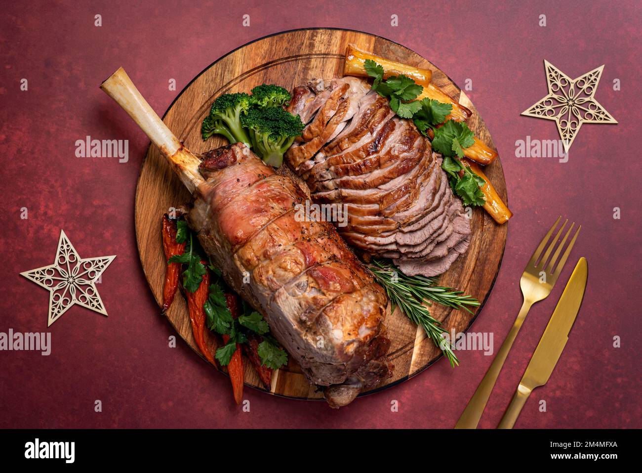 Food photography of roasted lamb, meat, butchery, garnish Stock Photo ...