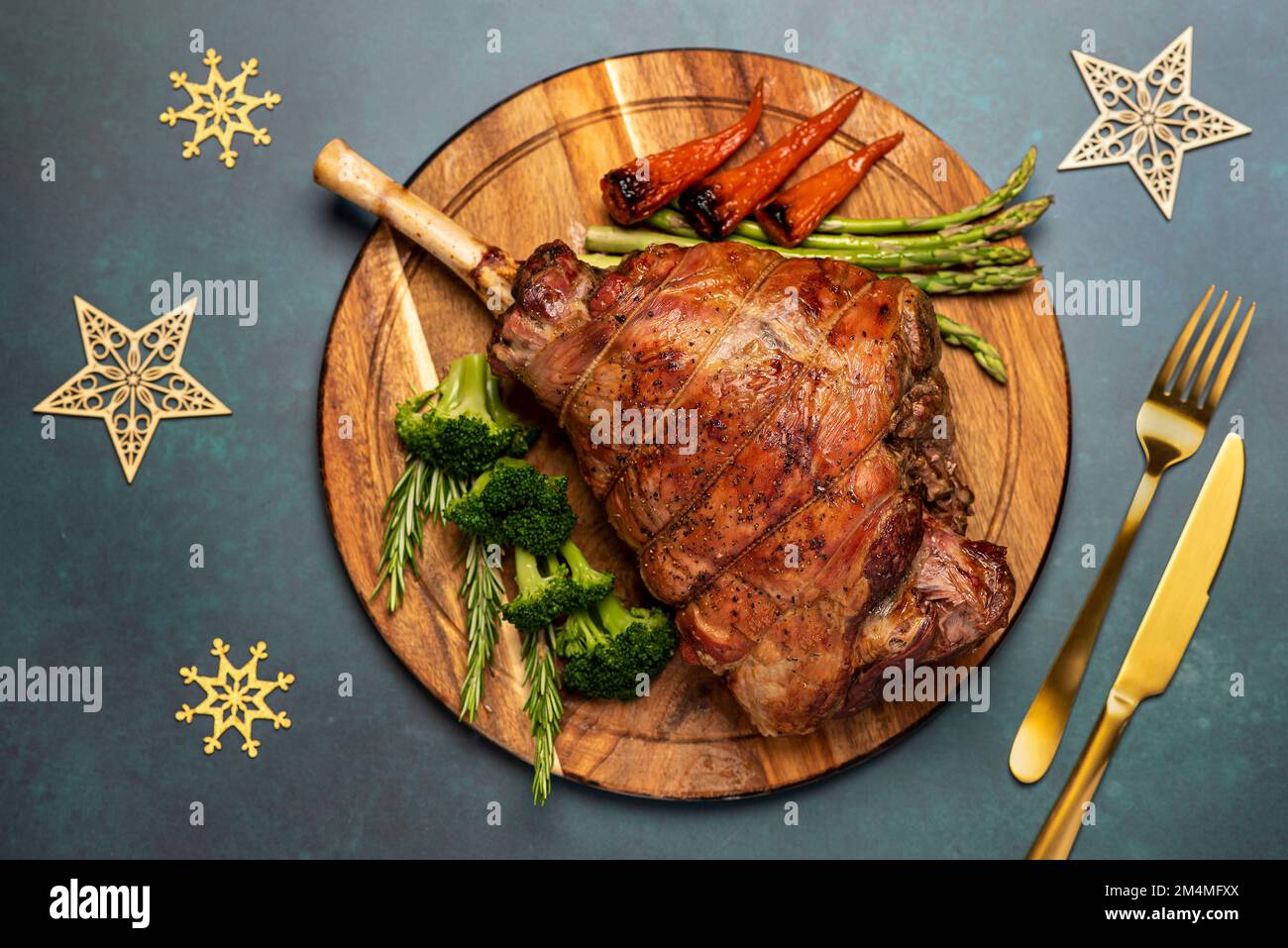 Food photography of roasted lamb, meat, butchery, garnish Stock Photo ...