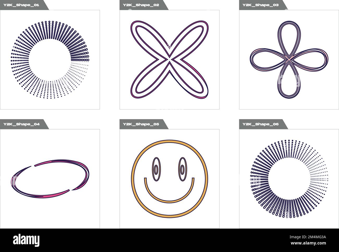 Vector set of Y2K. Big collection of abstract graphic geometric symbols ...